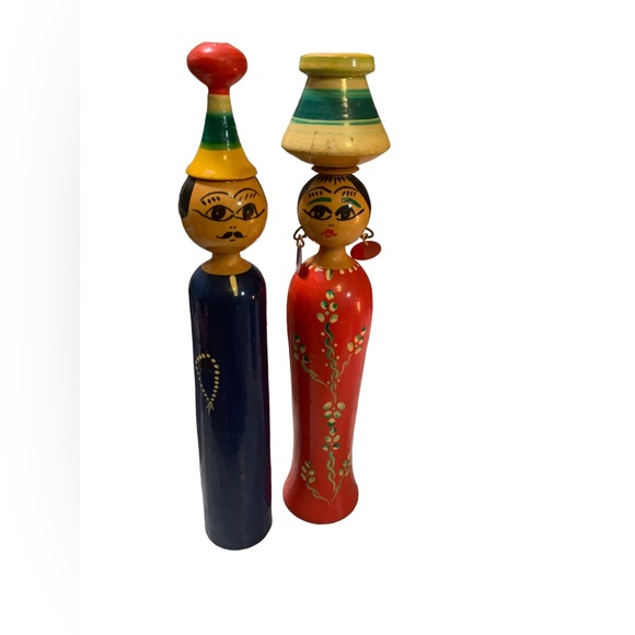 Art | Egyptian Wooden Peg Vintage Dolls Handmade And Painted | Poshmark